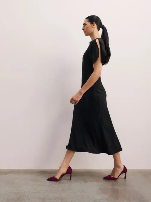 The Fold Doppio Salerno Boat-neck Midi Dress