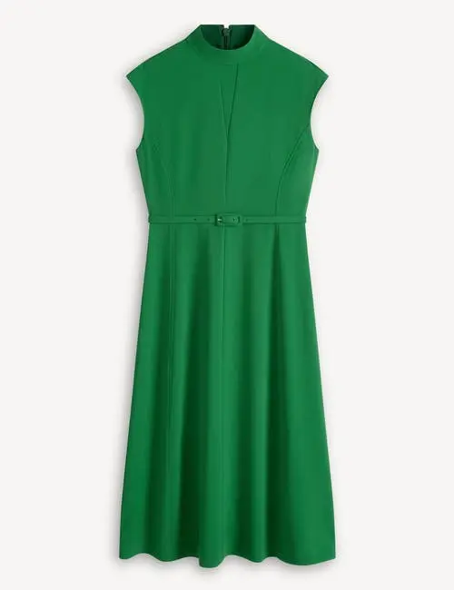 HOBBS LONDON Mae Sculpted High Neck Belted Midi Dress