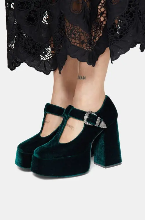 DISTURBIA Platform Block Heel - Green