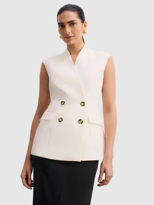 The Fold Clever Crepe Nera Sleeveless Waistcoat