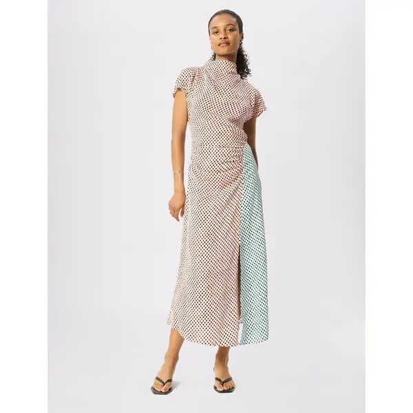 Whistles Short Sleeve Cowl Neck Dress - Pink/multi
