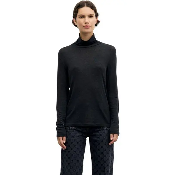 Gerard Darel Reine Roll Neck Merino Wool Sweater - Charcoal