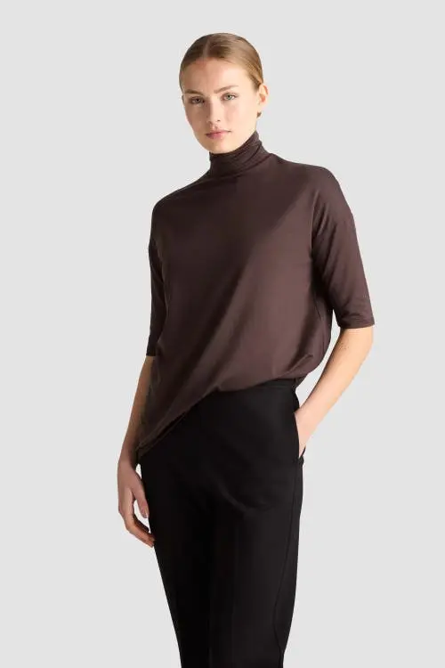 RESIDUS Tomasine Jersey Turtleneck Top - Ganache