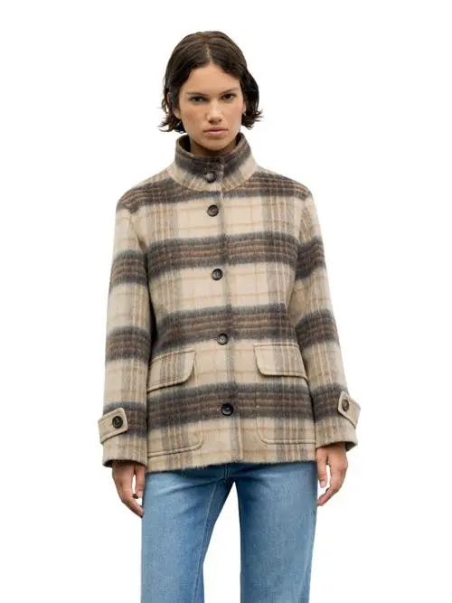 Gerard Darel Ally Checked Coat - Sand