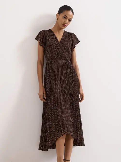 PHASE EIGHT Louisa V-neck Pleated Wrap Dress