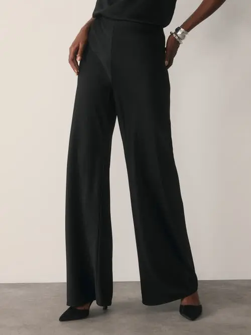 The Fold Lucena High Rise Wide Leg Trousers - Black