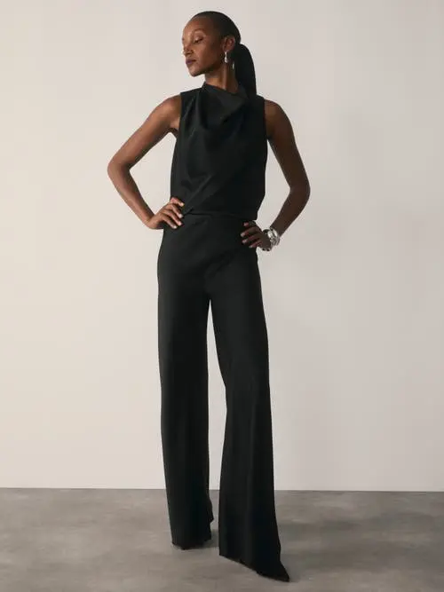 The Fold Lucena High Rise Wide Leg Trousers - Black