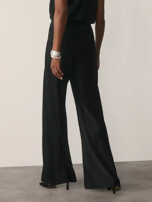 The Fold Lucena High Rise Wide Leg Trousers - Black