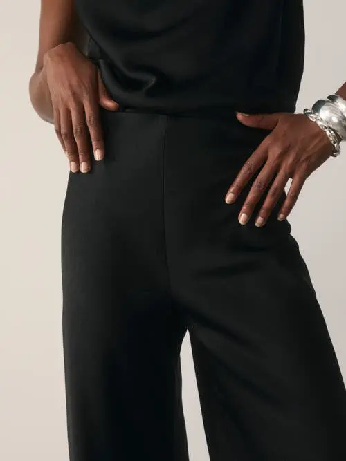 The Fold Lucena High Rise Wide Leg Trousers - Black