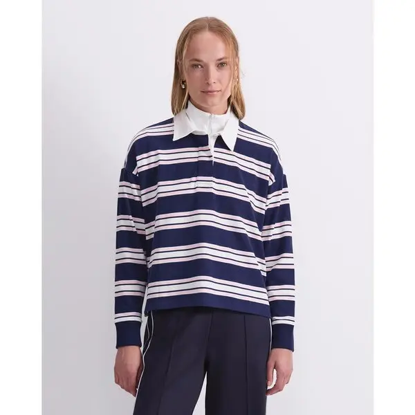 SPORTSCRAFT Kiaya Cropped Rugby Shirt - Navy Multi