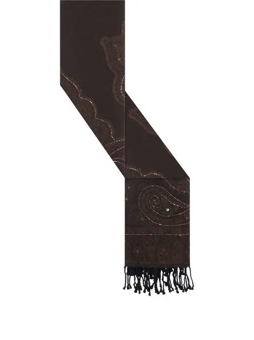 Gerard Darel Sirine Paisley Jacquard Print Scarf - Brown