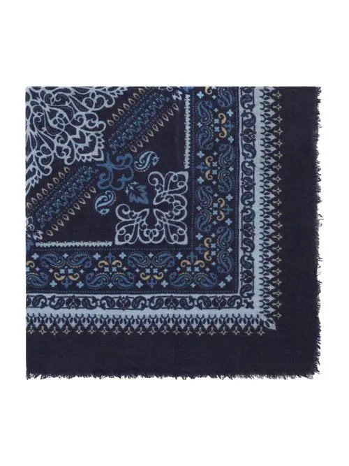 Gerard Darel Sinead Bandana Print Scarf - Navy Blue