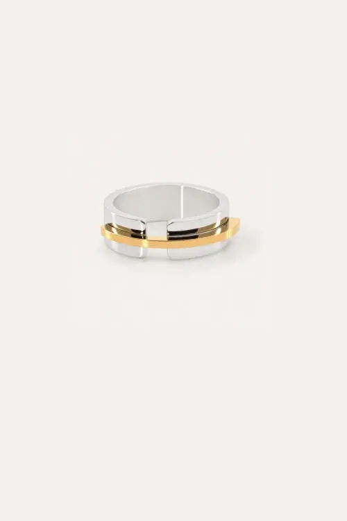 MEIDEYA Mixed Metal Band Ring - Gold-silver