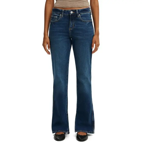 COTTON ON Stretch Slim Straight Leg Jeans - Scorpio Blue Split
