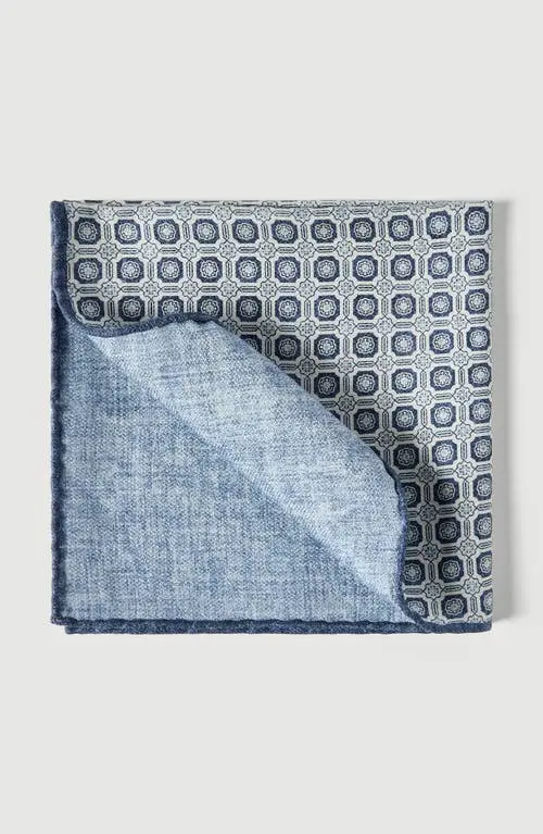 Brunello Cucinelli Silk Pocket Square With Geometric Design - Blue
