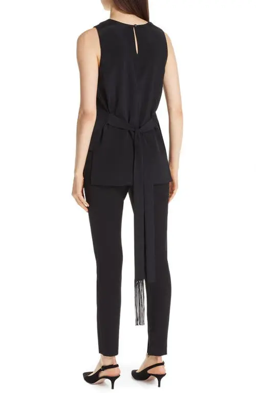 St. John Tie Neck Double Silk Georgette Shell