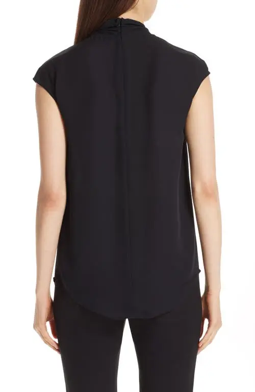 St. John Tie Neck Double Silk Georgette Shell