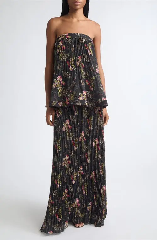 Cinq À Sept Ros Strapless Pleated Maxi Gown