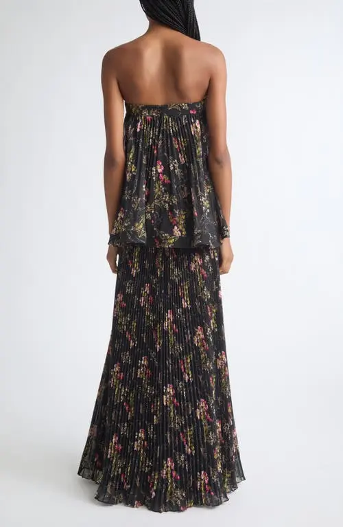 Cinq À Sept Ros Strapless Pleated Maxi Gown