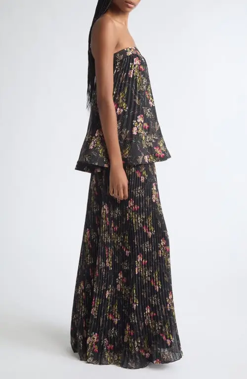 Cinq À Sept Ros Strapless Pleated Maxi Gown