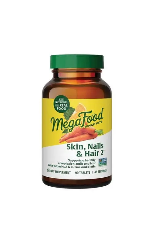 MEGAFOOD Skin, Nails & Hair 2 Vitamins For & With Biotin, Vitamin A, C, E & More, Vegan - None