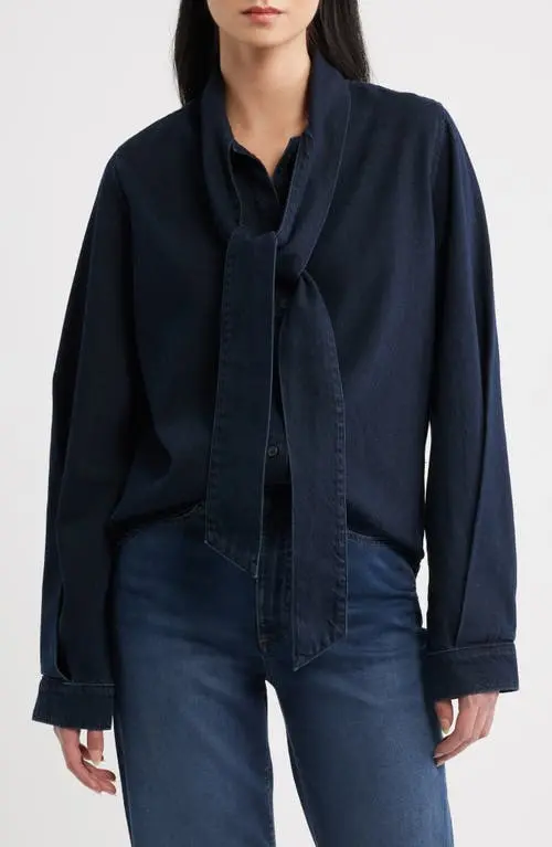 DL1961 Dl Aura Simone Tie Neck Denim Shirt - Nightfall Aura