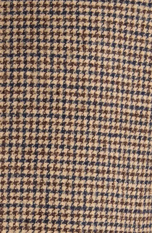Moncler Ebrodel Wool Blend Houndstooth Bomber Jacket - Brown Geometric