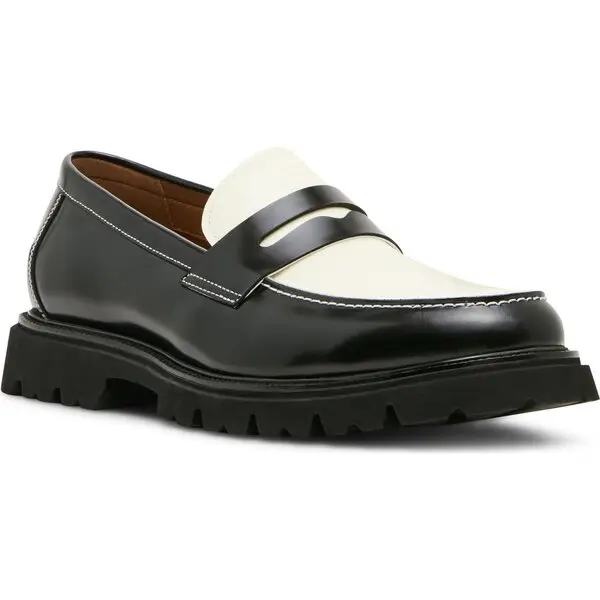 Steve Madden Nomadd Penny Loafer - Black/white Leather