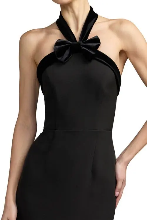 Mac Duggal Halter Neck Mermaid Gown With Bow Detail