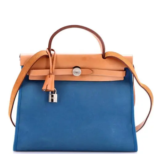 Hermès Herbag Zip Leather And Toile 31 - Blue