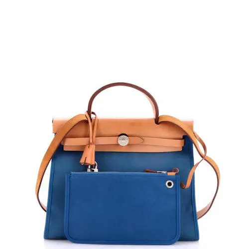 Hermès Herbag Zip Leather And Toile 31 - Blue