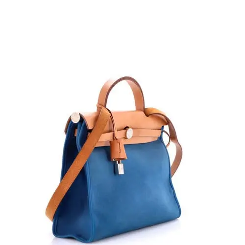 Hermès Herbag Zip Leather And Toile 31 - Blue