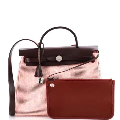 Hermès Herbag Zip Criss Viking Toile And Leather 31 - Red