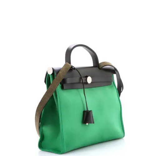 Hermès Herbag Zip Leather And Toile 31 - Green