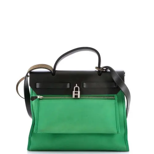Hermès Herbag Zip Leather And Toile 31 - Green