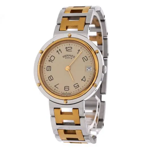 Hermès Clipper Quartz Watch Stainless Steel With Plated Metal 34