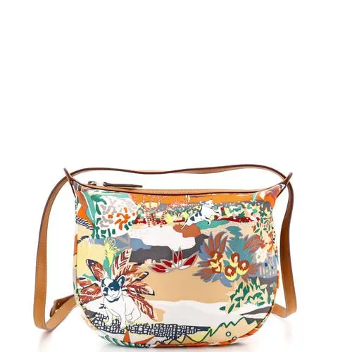 Hermès Sursoie To Go Pouch Printed Silk And Leather - Brown