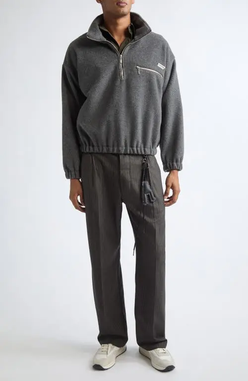 SONG FOR THE MUTE Oversized Half-zip Pullover In Fleece - Charcoal