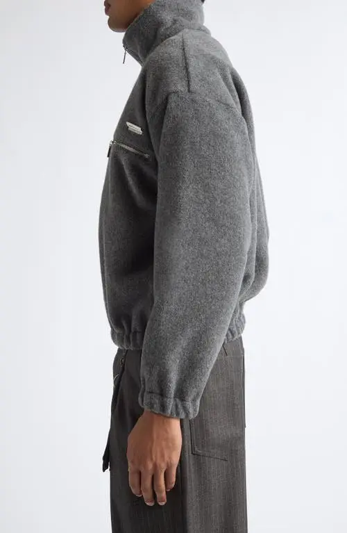 SONG FOR THE MUTE Oversized Half-zip Pullover In Fleece - Charcoal