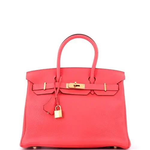Hermès Birkin Handbag Pink Clemence With Gold Hardware 30 - Red