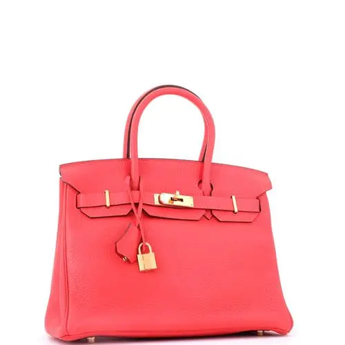 Hermès Birkin Handbag Pink Clemence With Gold Hardware 30