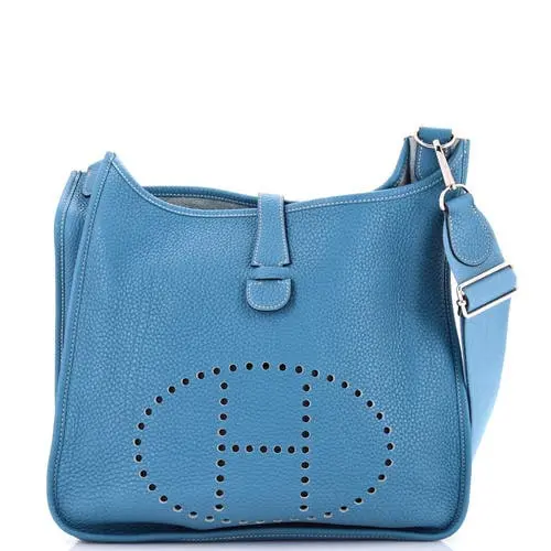 Hermès Evelyne Bag Gen Iii Clemence Gm - Blue