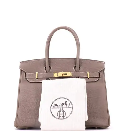 Hermès Birkin Handbag Togo With Gold Hardware 30 - Grey
