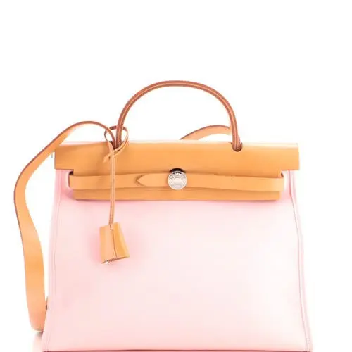 Hermès Herbag Zip Leather And Toile 31 - Pink