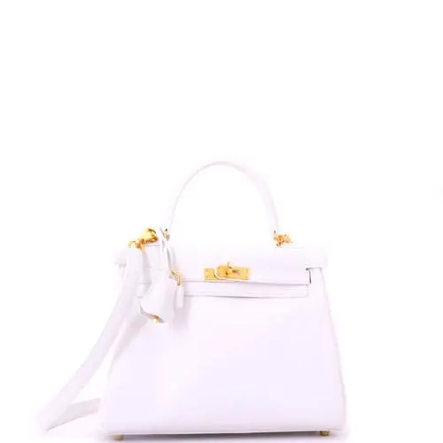 Hermès Kelly Handbag Swift With Gold Hardware 25 - White