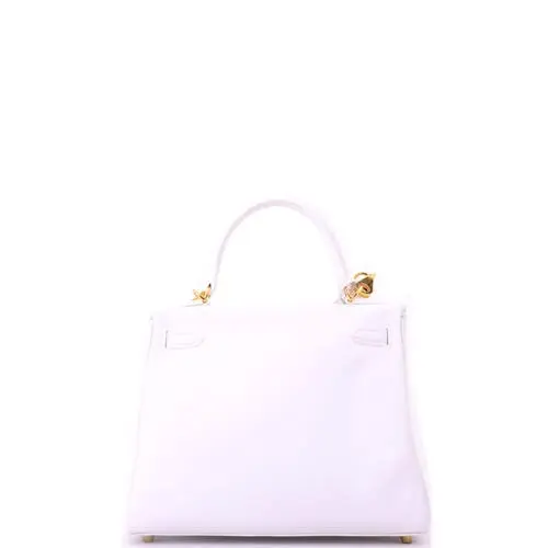 Hermès Kelly Handbag Swift With Gold Hardware 25 - White