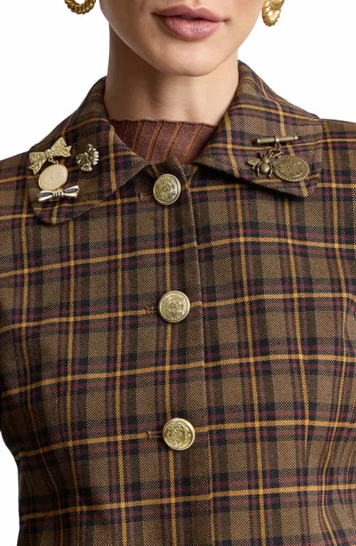 Avec Les Filles Plaid Slim Fit Blazer Jacket