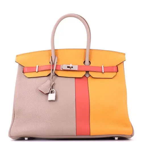 Hermès Birkin Handbag Cascade Tricolor Clemence And Swift With Brushed Palladium Hardware 35 - Grey