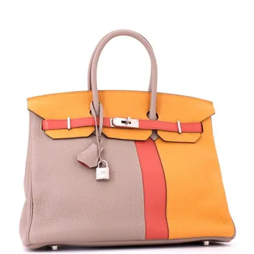 Hermès Birkin Handbag Cascade Tricolor Clemence And Swift With Brushed Palladium Hardware 35 - Grey