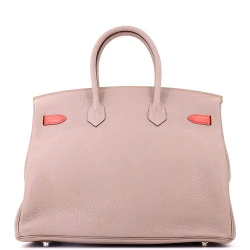 Hermès Birkin Handbag Cascade Tricolor Clemence And Swift With Brushed Palladium Hardware 35 - Grey